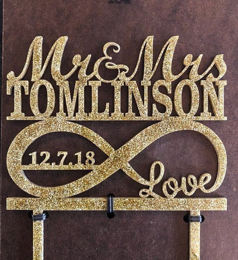 Glitter Infinity Symbol W/ Love Mr and Mrs Personalized | Etsy
