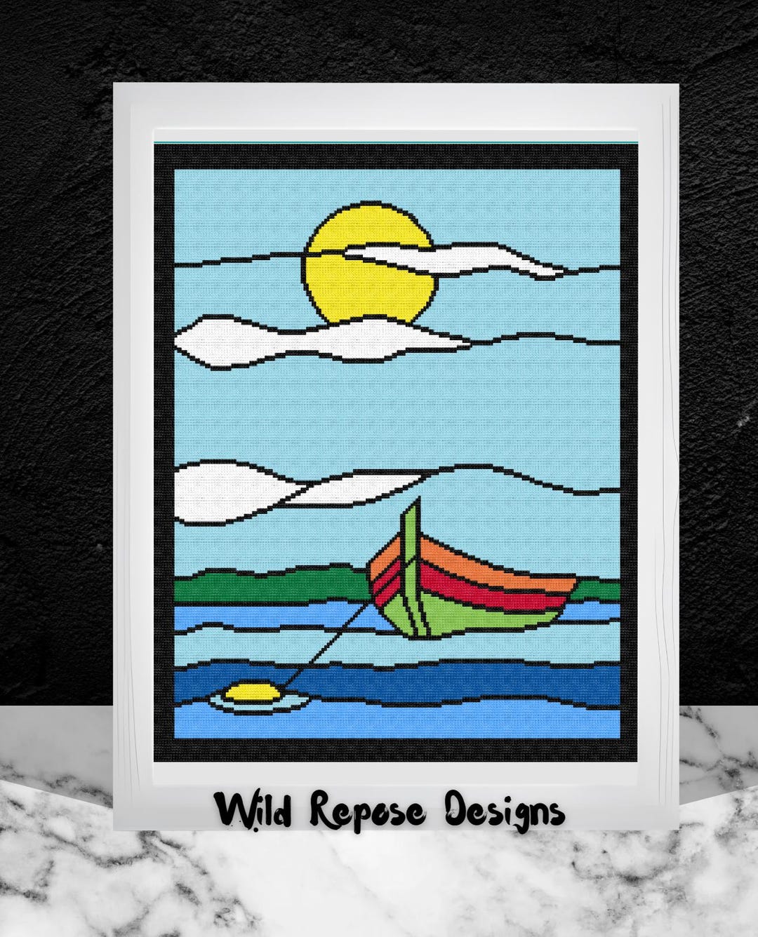 Canoe Stained Glass Crochet Pattern 192 X 240 - Etsy