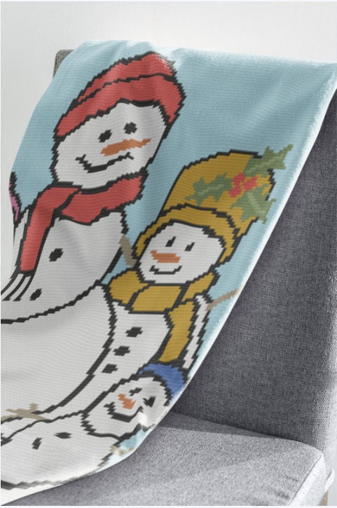 Snowman Family Blanket Pattern Crochet 180x180, Half Double Crochet or ...