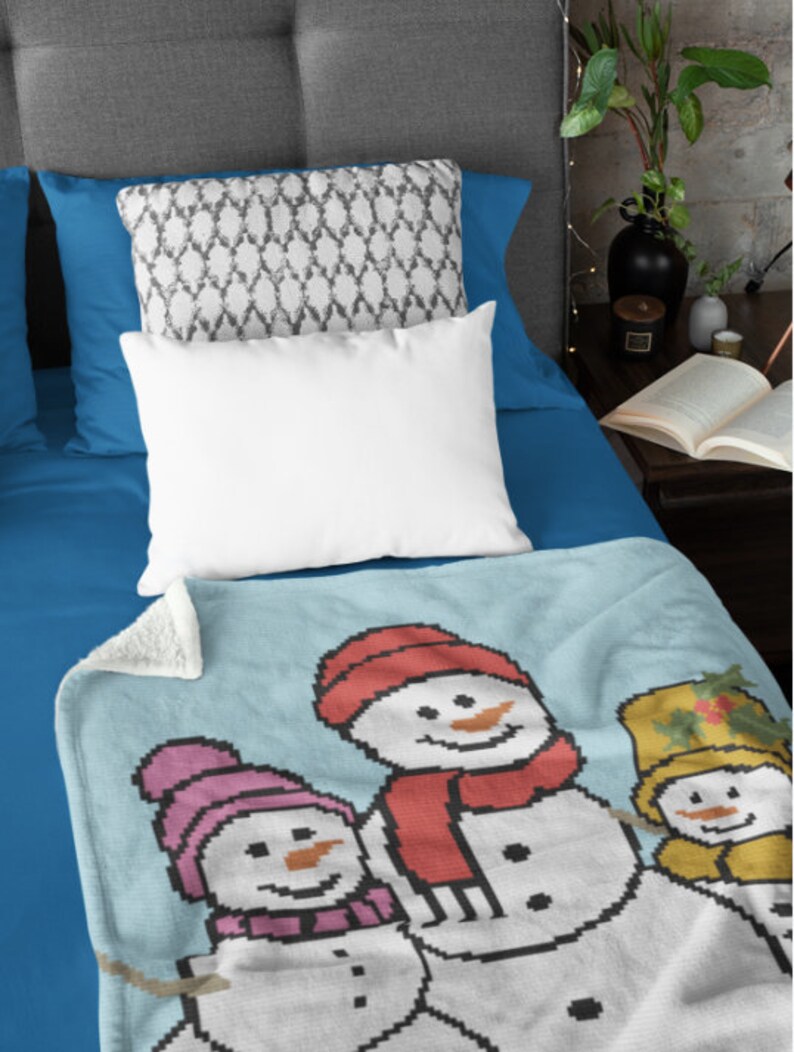 Snowman Family Blanket Pattern Crochet 180x180, Half Double Crochet or ...