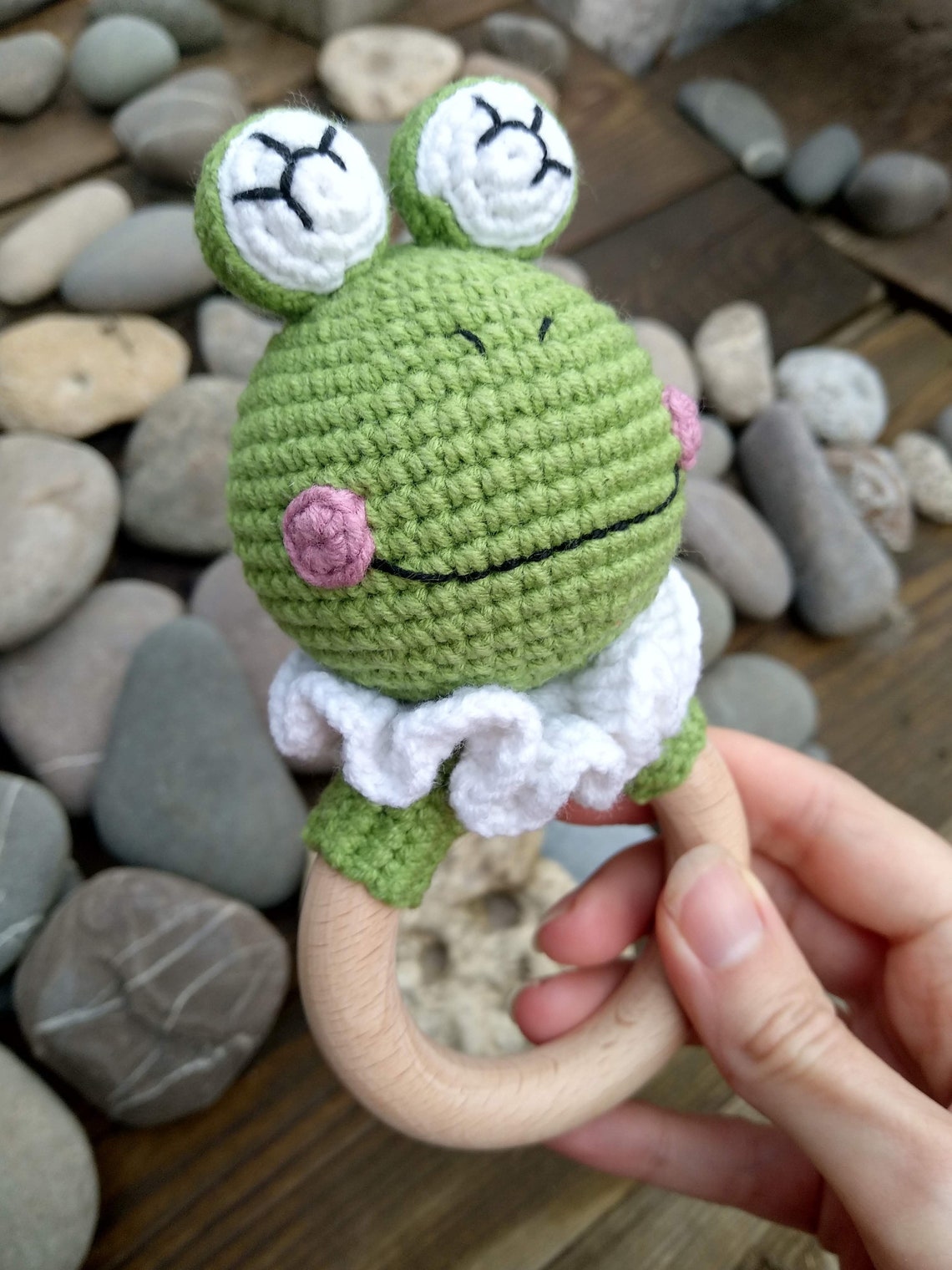 Frog baby rattle toy organic rattle baby shower gift | Etsy