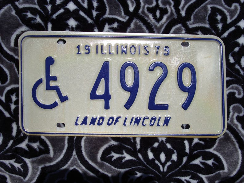 1979 Illinois vintage handicap license plate 4929 | Etsy