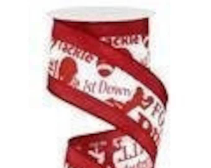Football Touch Down Field Goal Tackle Red/white Satin Wired Ribbon, 2.5 ...