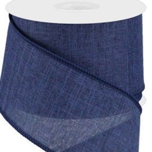 Navy Blue Royal Burlap Wired Ribbon, Navy Blue Ribbon, 2.5 X 10 Yds ...