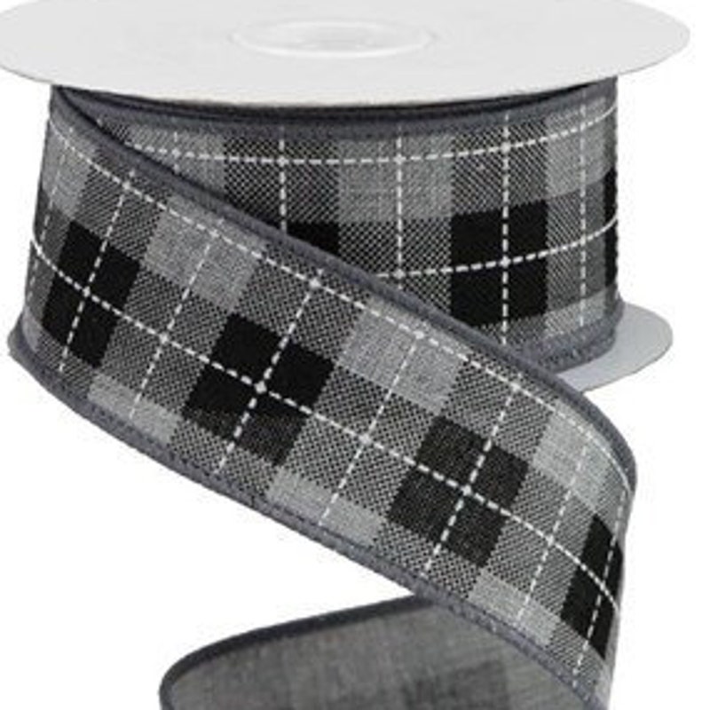 Gray Plaid Ribbon - Etsy