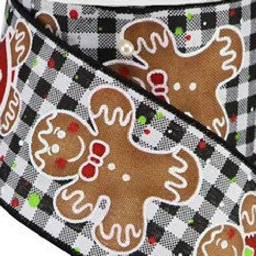 Gingerbread Gingham Check Royal Wired Ribbon Gingerbread - Etsy