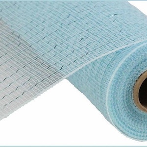 Metallic Mesh Light Blue With Light Blue Foil Deco Mesh | Etsy