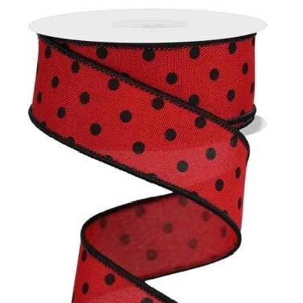 Red Polka Dot Wired Ribbon - Etsy