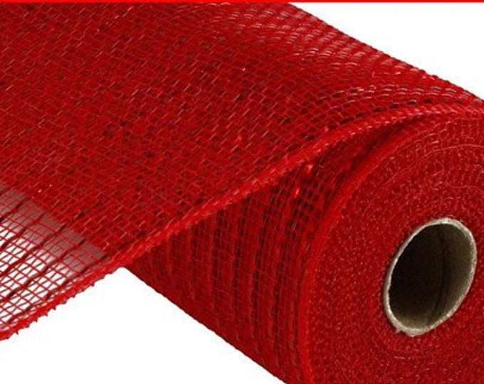 Matte Red With Wide Red Foil Deco Mesh 10 Inch, Deco Mesh for Wreaths ...