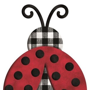 Ladybug Embossed Metal Sign, Buffalo Plaid Ladybug Sign, Ladybug ...