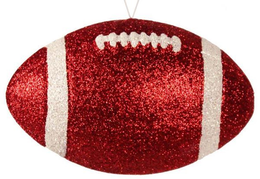 Footballs for Wreath, Red/white Glitter 4.5" Long Football Ornament ...