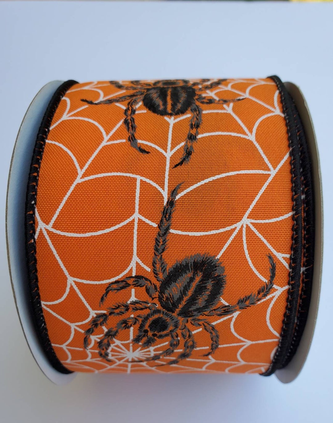 Halloween Spider/web Orange/black Wired Ribbon 2.5" X 10 Yards ...