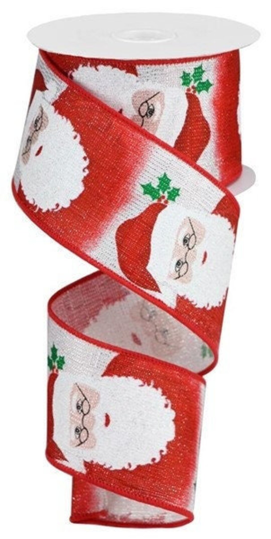 Santa on Metallic Royal Wired Ribbon, Christmas Wired Ribbon, 2.5" X 10 ...