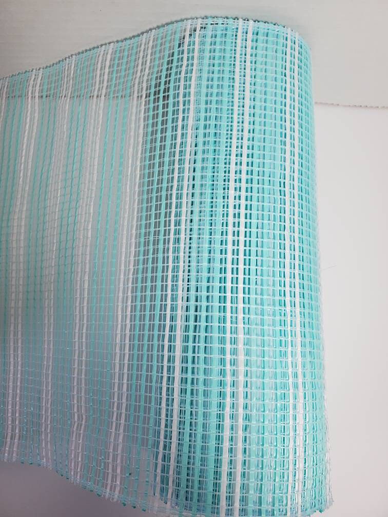 Robin Egg Blue/white Stripe Horizontal Wide Stripe Mesh 10" X 10 Yards ...