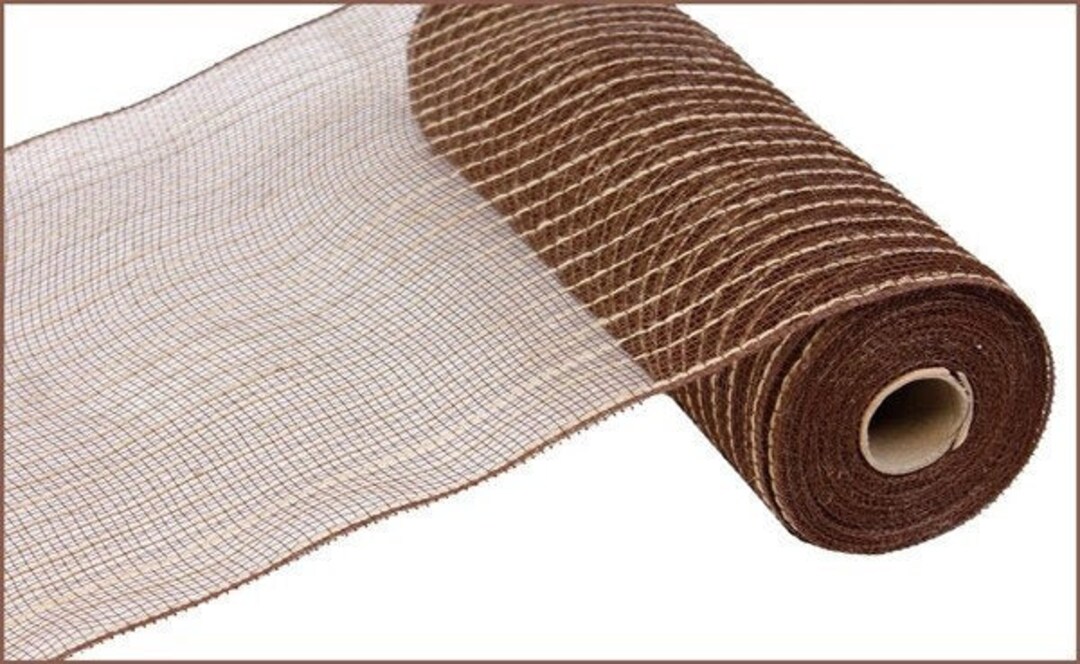 Chocolate/natural Jute Poly Mesh 10.5" X 10 Yards, Jute Mesh, Mesh for ...