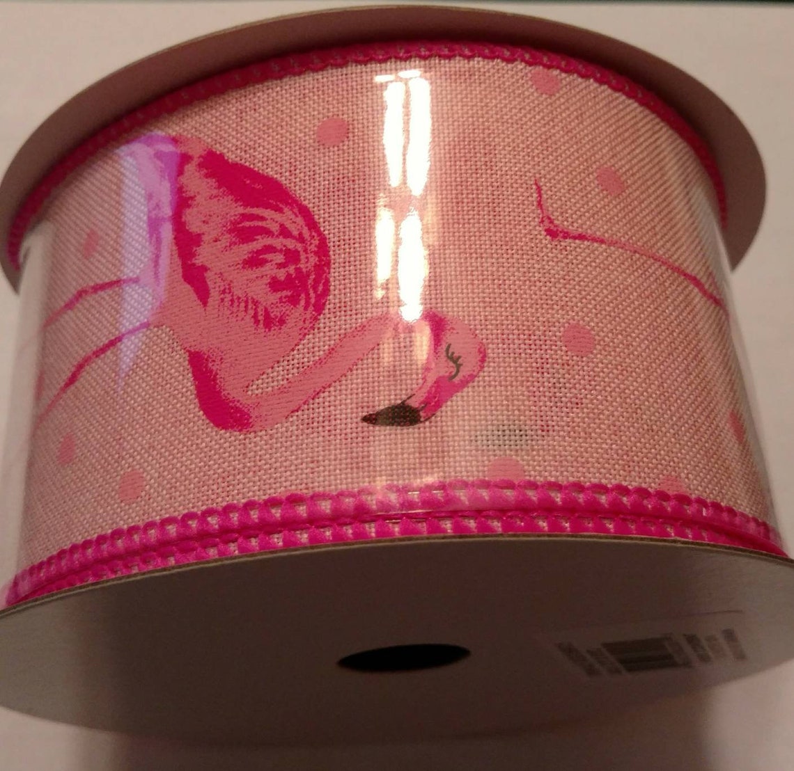 Pink Flamingo Wired Ribbon, Flamingo Ribbon, Polka Dot Ribbon, 2.5" X ...