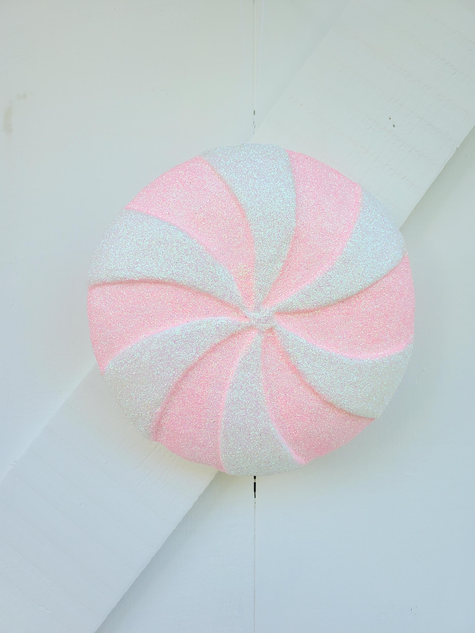 6 Inch Diameter Glitter Peppermint Candy Light Pink/white, Christmas ...