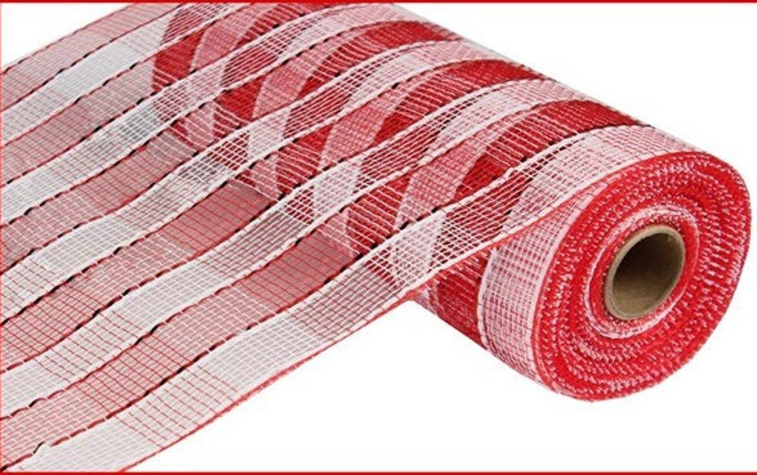 Red/white Wide Foil Plaid Deco Poly Mesh 10" Wide X 10 Yards, Plaid ...