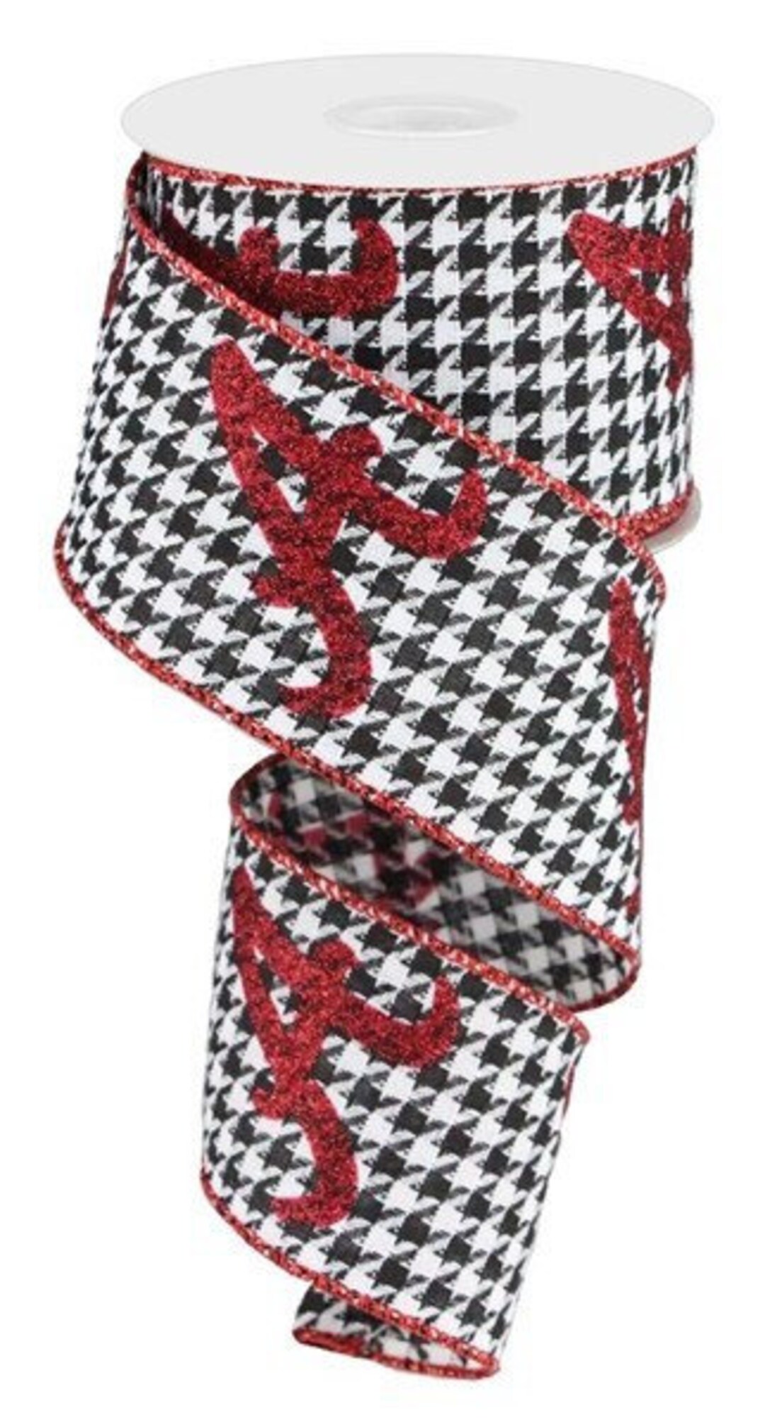 Red Glitter A Black/white Houndstooth Alabama Wired Ribbon 2.5" X 10 ...