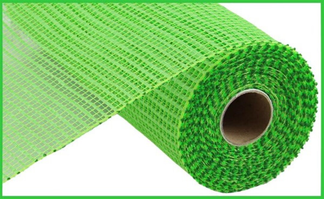 Lime Green Horizontal Wide Stripe Mesh 10" X 10 Yards, Wreath Supplies ...