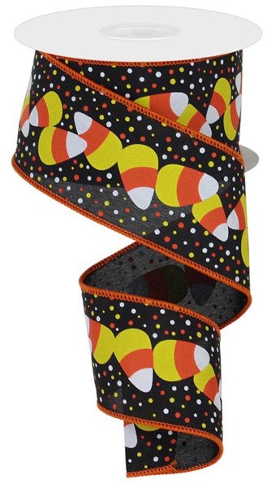 Black/candy Corn Polka Dot Halloween Wired Ribbon 2.5 X 10 - Etsy