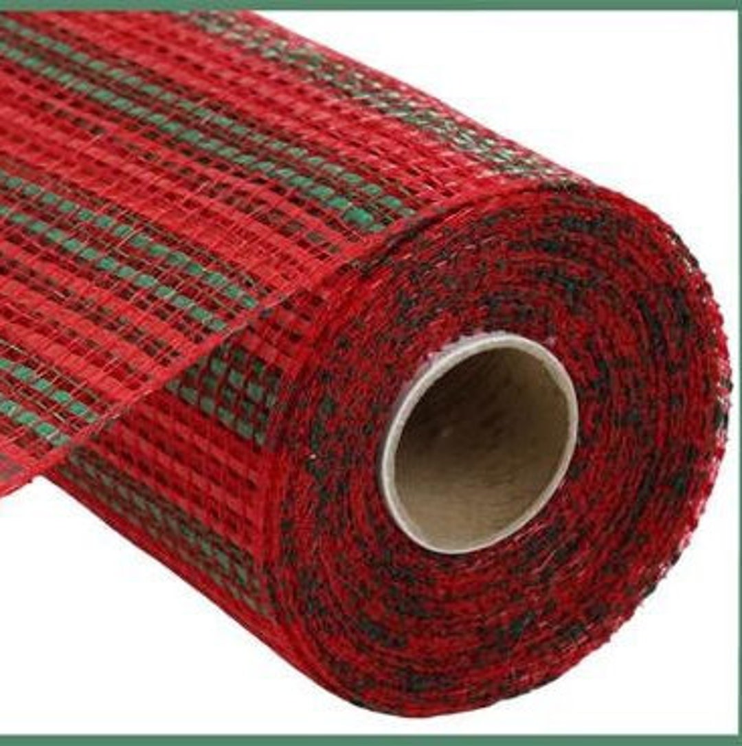 Red/emerald Green Horizontal Wide Stripe Mesh 10 Inch, Wreath Mesh, 10 ...