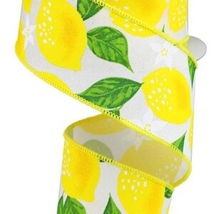 Lemons on Royal Wired Ribbon, Lemons, 2.5" X 10 Yards Ribbon, Wreath ...