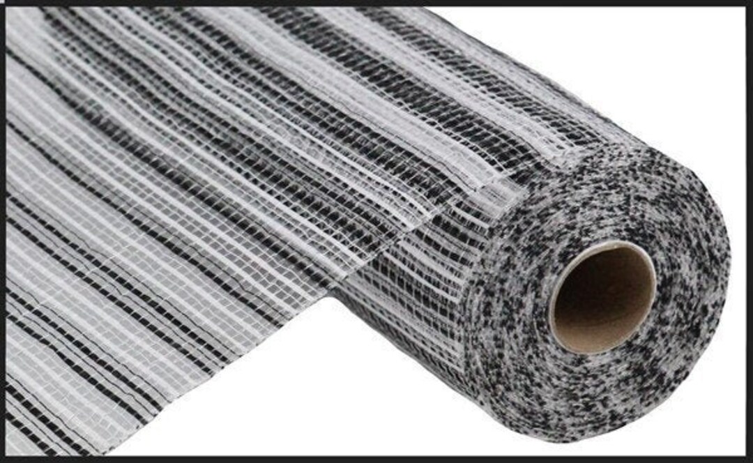 Black/white Horizontal Wide Stripe Mesh 10" X 10 Yards, Mesh for ...