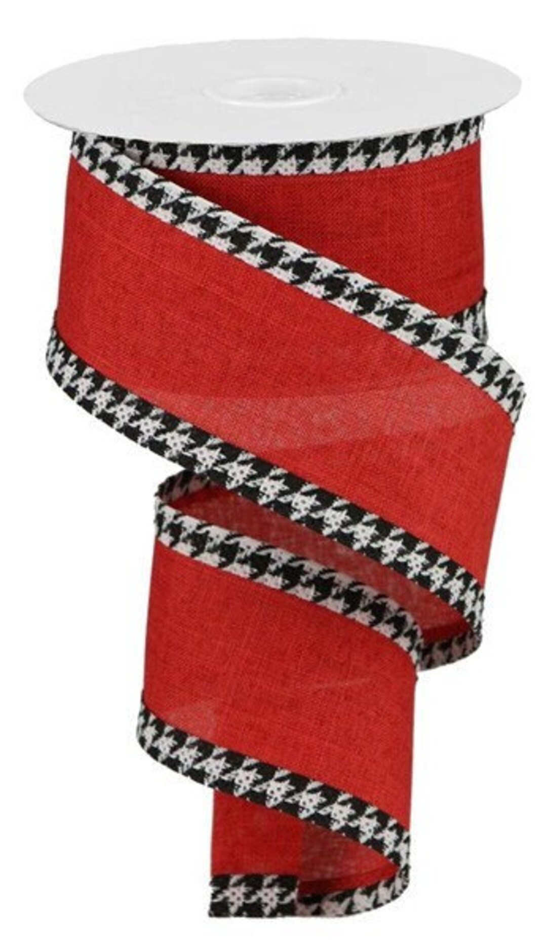 Red Royal Burlap Black/white Houndstooth Edge Wired Ribbon, 2.5" X 10 ...
