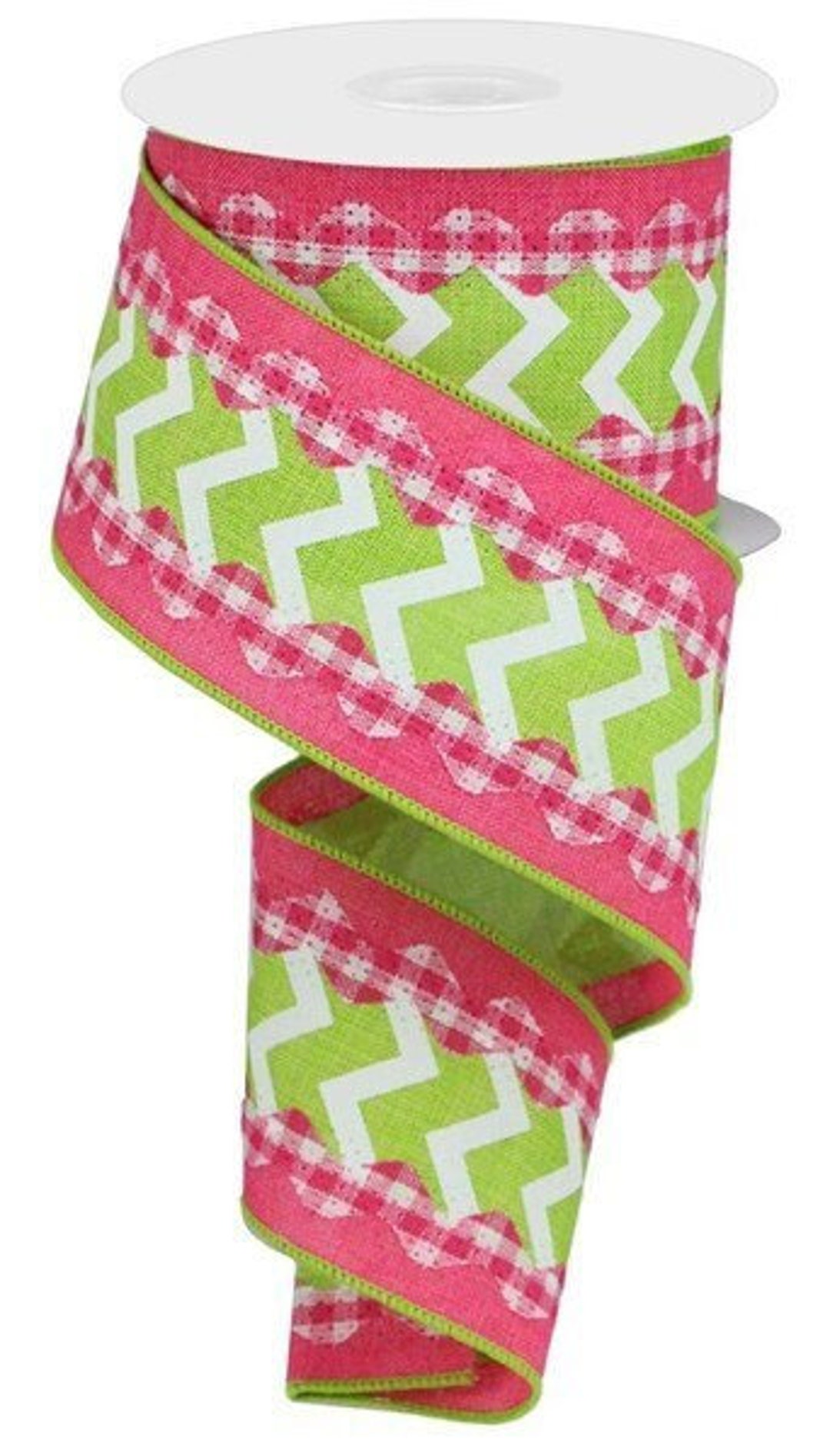 Gingham Ric Rac Chevron Lime/hot Pink/dark Pink/white Royal Wired ...