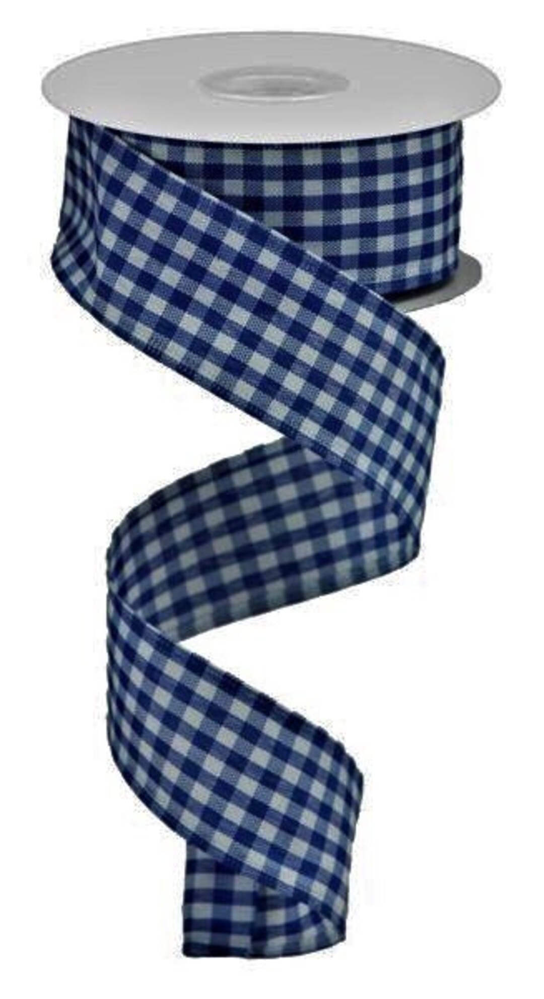 Gingham Check Royal Blue White Wired Ribbon, 1.5" X 10 Yards Ribbon ...