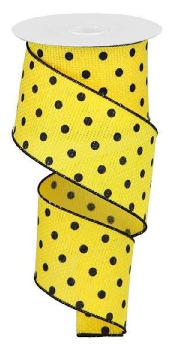 Yellow/black Cross Royal Dot Wired Ribbon 2.5x10 Yards | Etsy