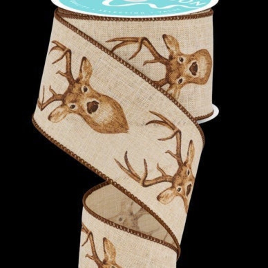 Deer Head Natural/brown/tan/cream Royal Wired Ribbon 2.5" X 10 Yards ...