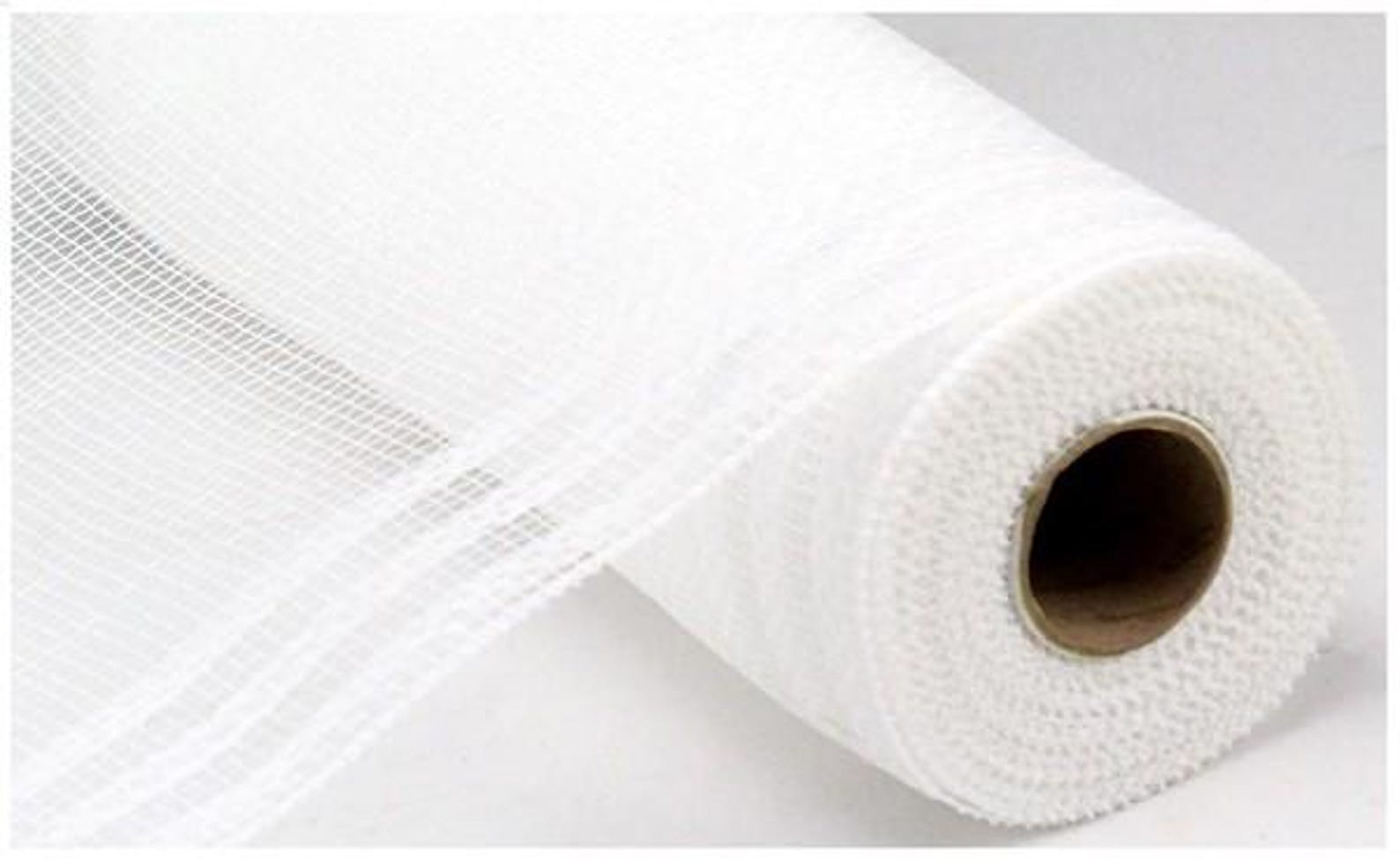 White/white Film Border Stripe Metallic Deco Mesh 10 Inch, White Deco ...