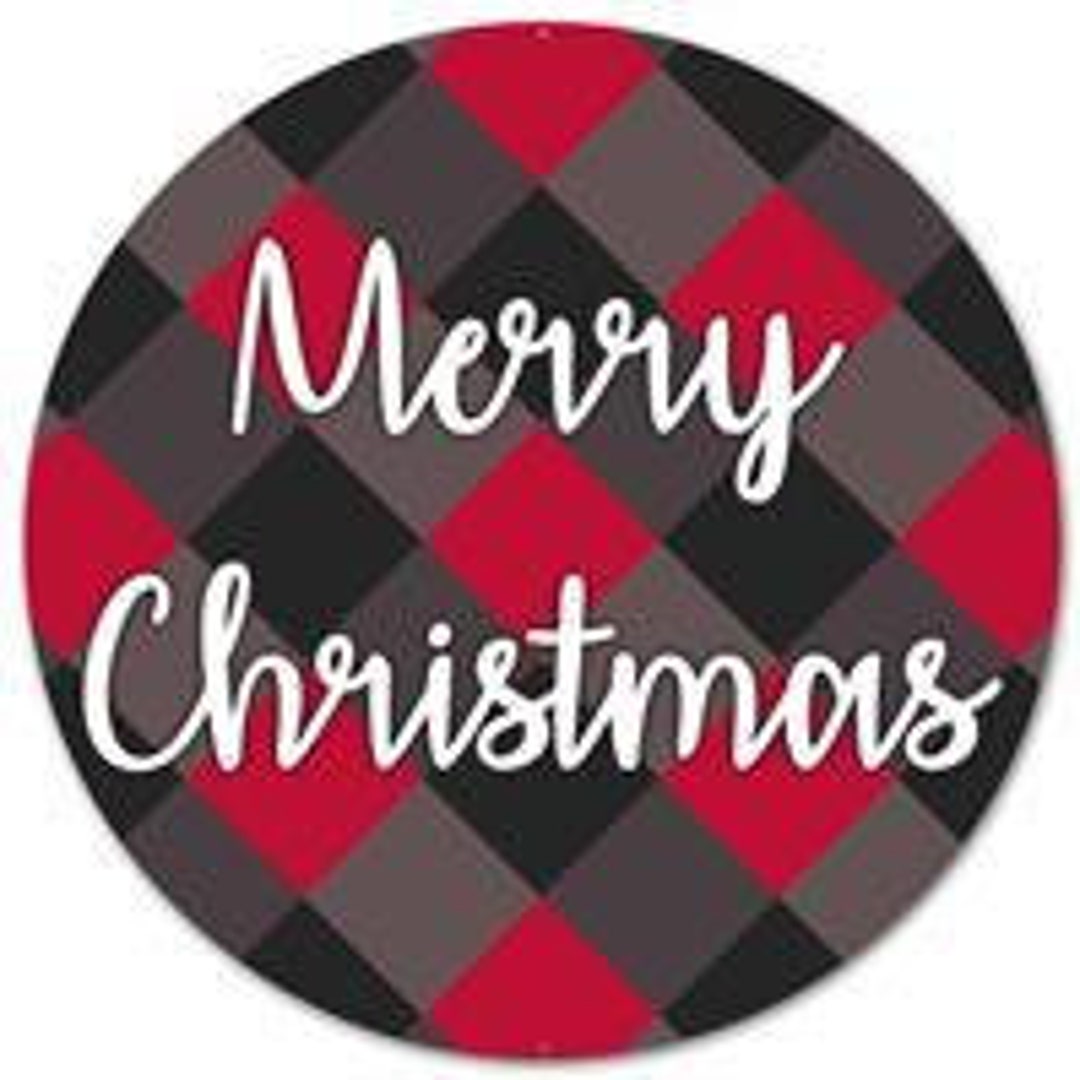 12 Inch Sign Metal Red Black Grey Bold Plaid Merry Christmas Sign ...