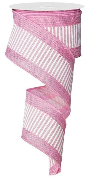 Horizontal Stripe Cross Royal Pink/white Wired Ribbon Stripe | Etsy