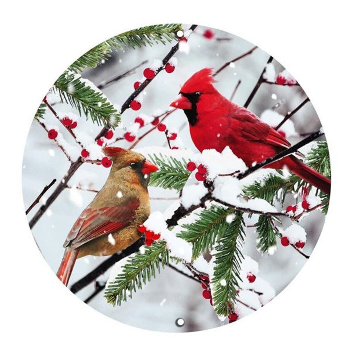 Red Cardinal 8 Inch Metal Wreath Sign, Red Cardinal, Christmas Sign for ...