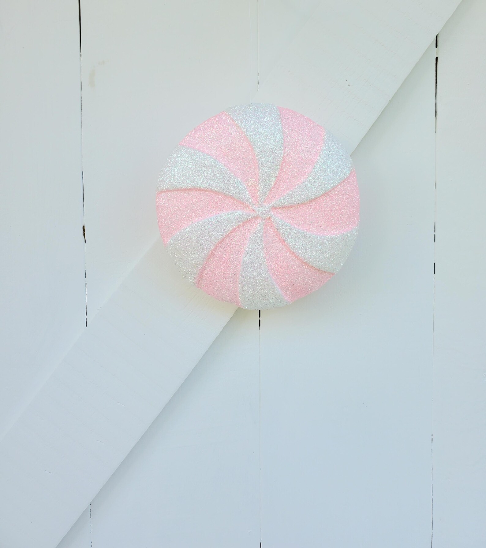 6 Inch Diameter Glitter Peppermint Candy Light Pink/white, Christmas ...