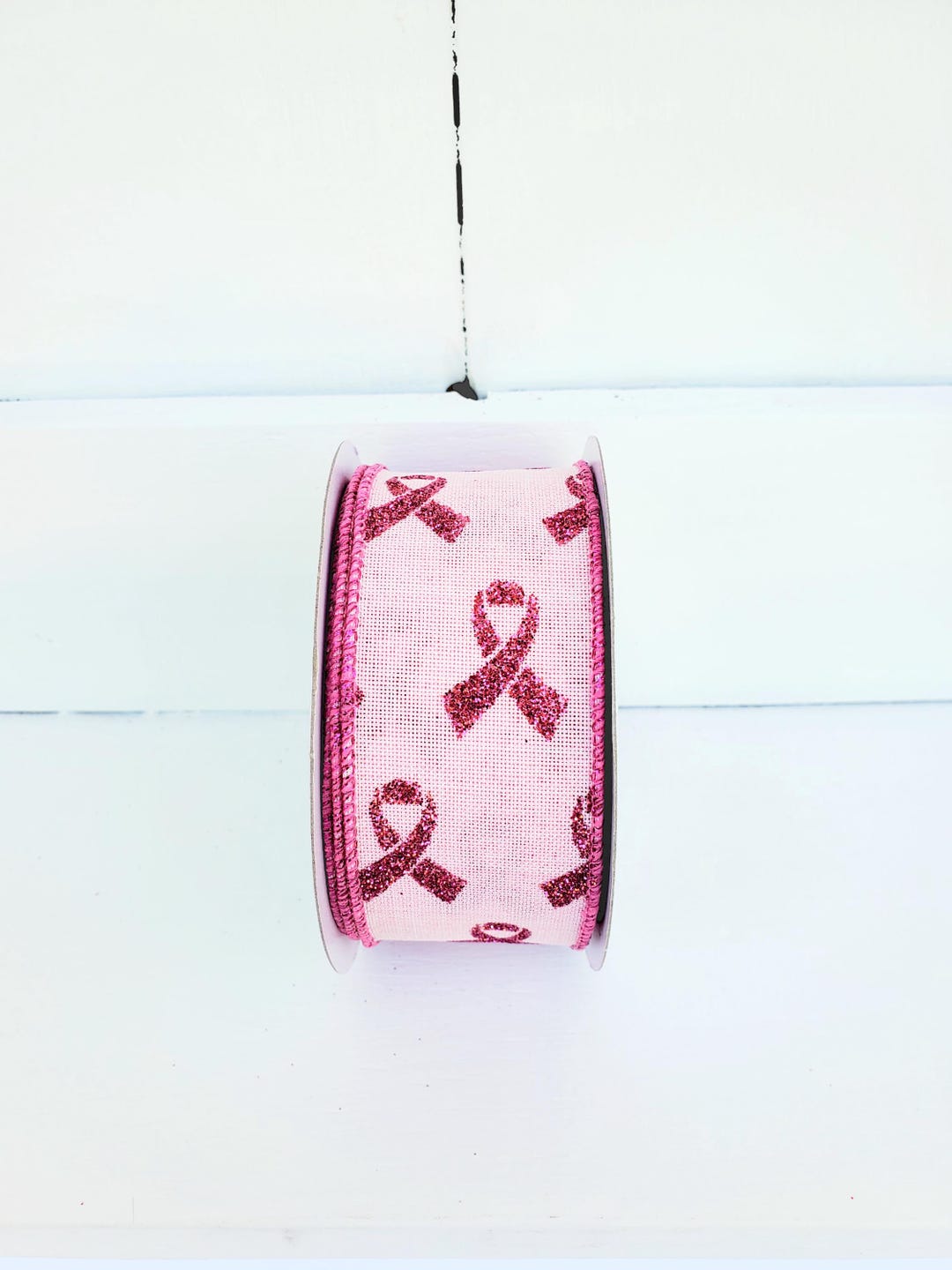 Hot Pink Glitter Breast Cancer Ribbon/powder Pink Royal Wired Ribbon 1. ...