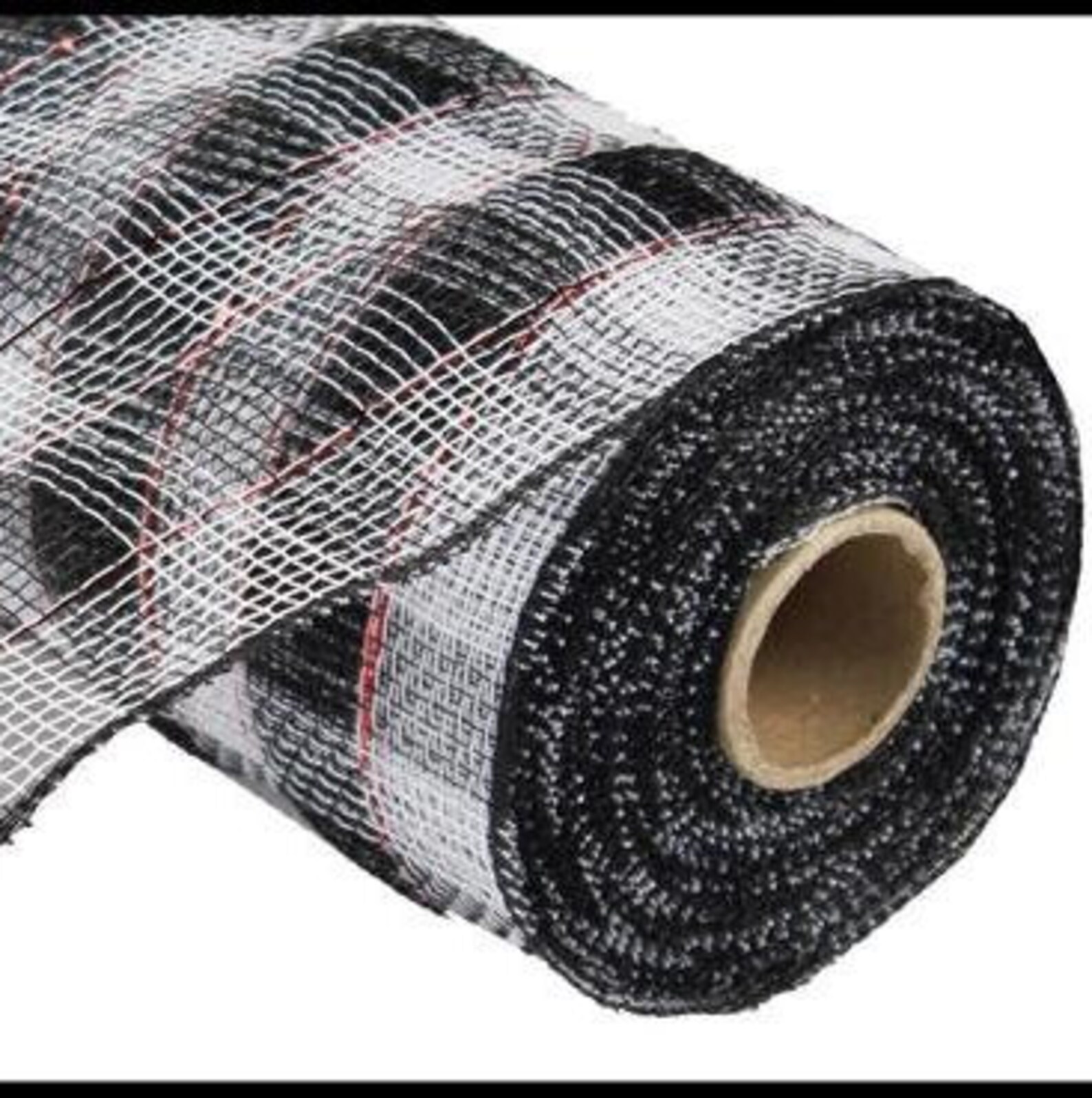 Black/white Red Foil Plaid Deco Poly Mesh, Plaid Mesh, Mesh for Wreath ...