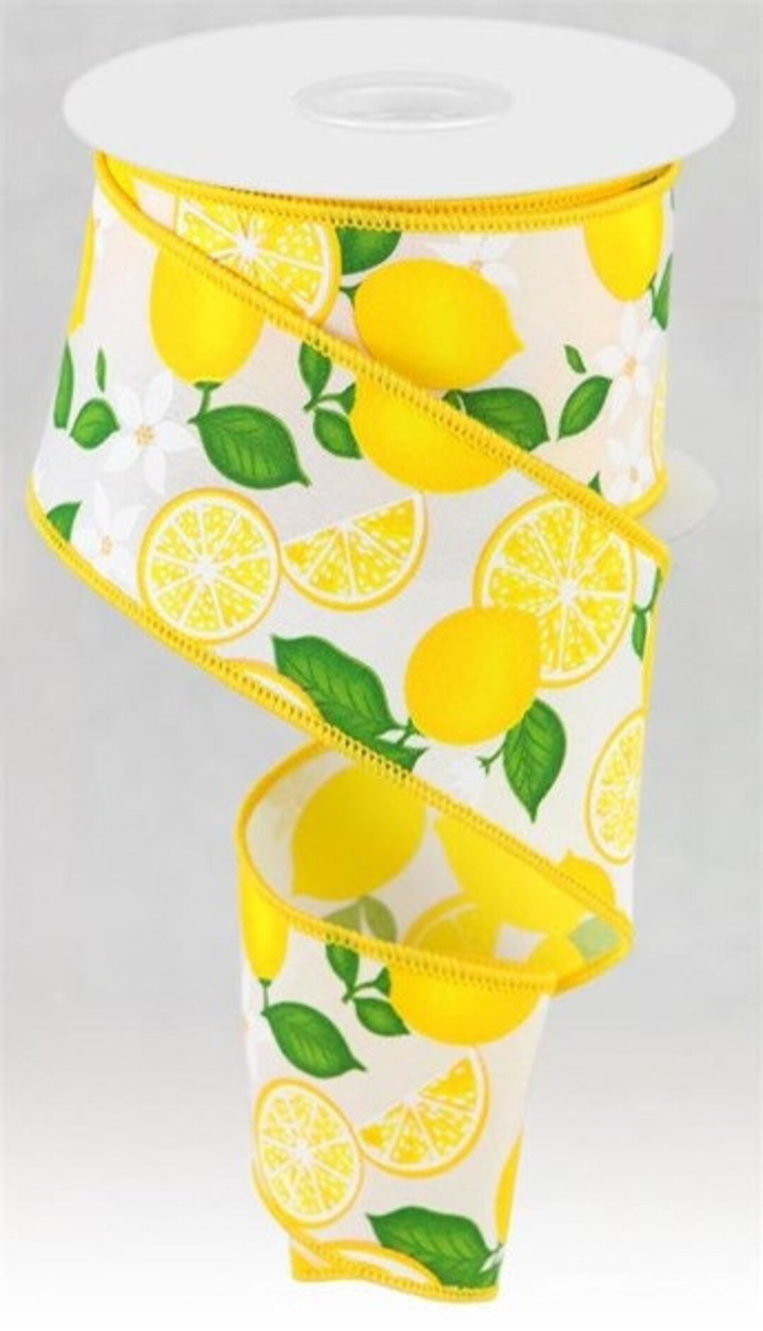 Lemon Slices Wired Ribbon, Lemons, 2.5 X 10 Yards Ribbon, Wreath ...