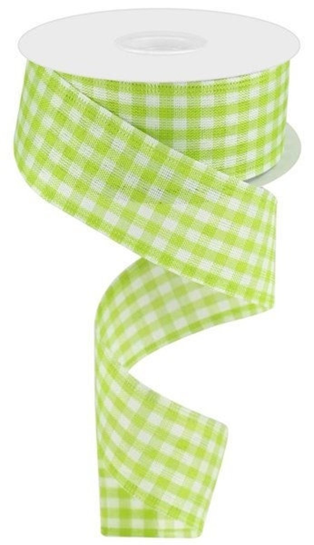 Gingham Ribbon, Apple Green/white Check Wired Ribbon, 1.5x10 Yard ...