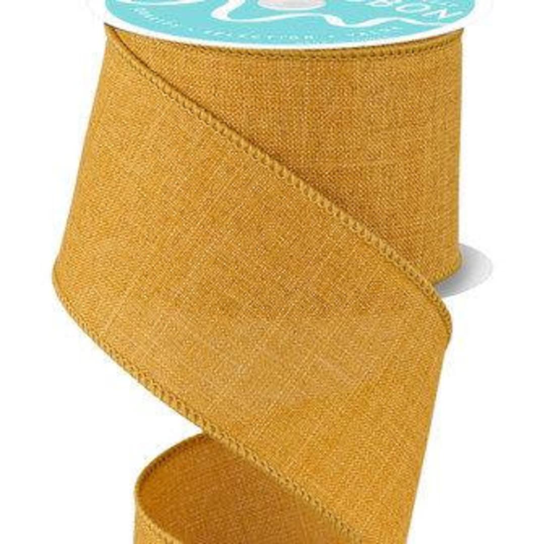 Dark Mustard Royal Burlap Wired Ribbon 2.5" X 10 Yards, Wreath Supplies ...