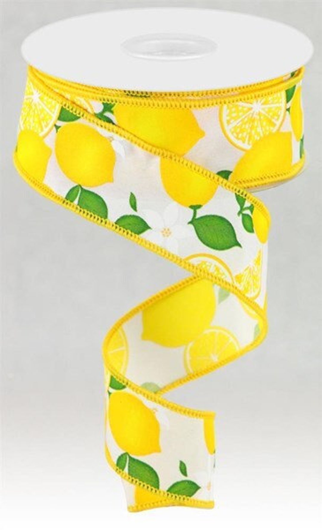 Lemon Slices Wired Ribbon, Lemons, 1.5" X 10 Yards Ribbon, Wreath ...