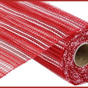 Red/white Horizontal Wide Stripe Mesh, Red/white Mesh for Wreath, 10" X ...