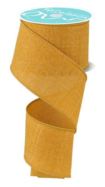 Dark Mustard Royal Burlap Wired Ribbon 2.5" X 10 Yards, Wreath Supplies ...
