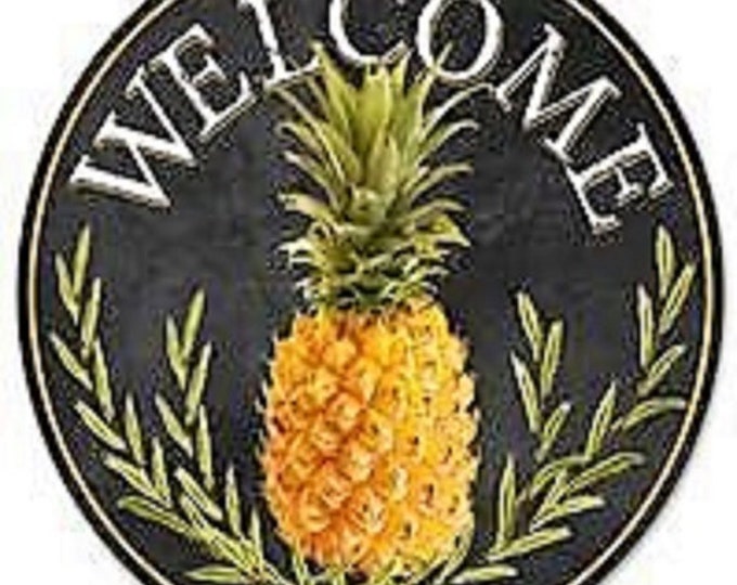 Pineapple Welcome Metal Sign- Pineapple Home Decor- Pineapple Shelf ...