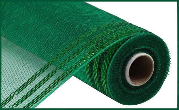Emerald Green Border Stripe Metallic Deco Poly Mesh 10 Inch, Emerald ...