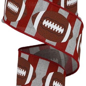 Brown Football Crimson/light Grey Stripe Royal Wired Ribbon, Football ...