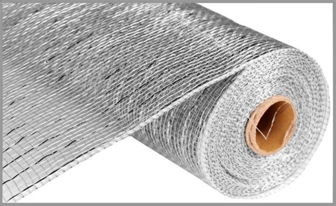 Silver With Silver Foil Metallic Deco Mesh 10 Inch., Silver Deco Mesh ...
